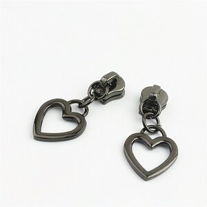 Heart Zipper Pull #5 Bag Hardware Charm Slider Metal Gold Silver Black ...