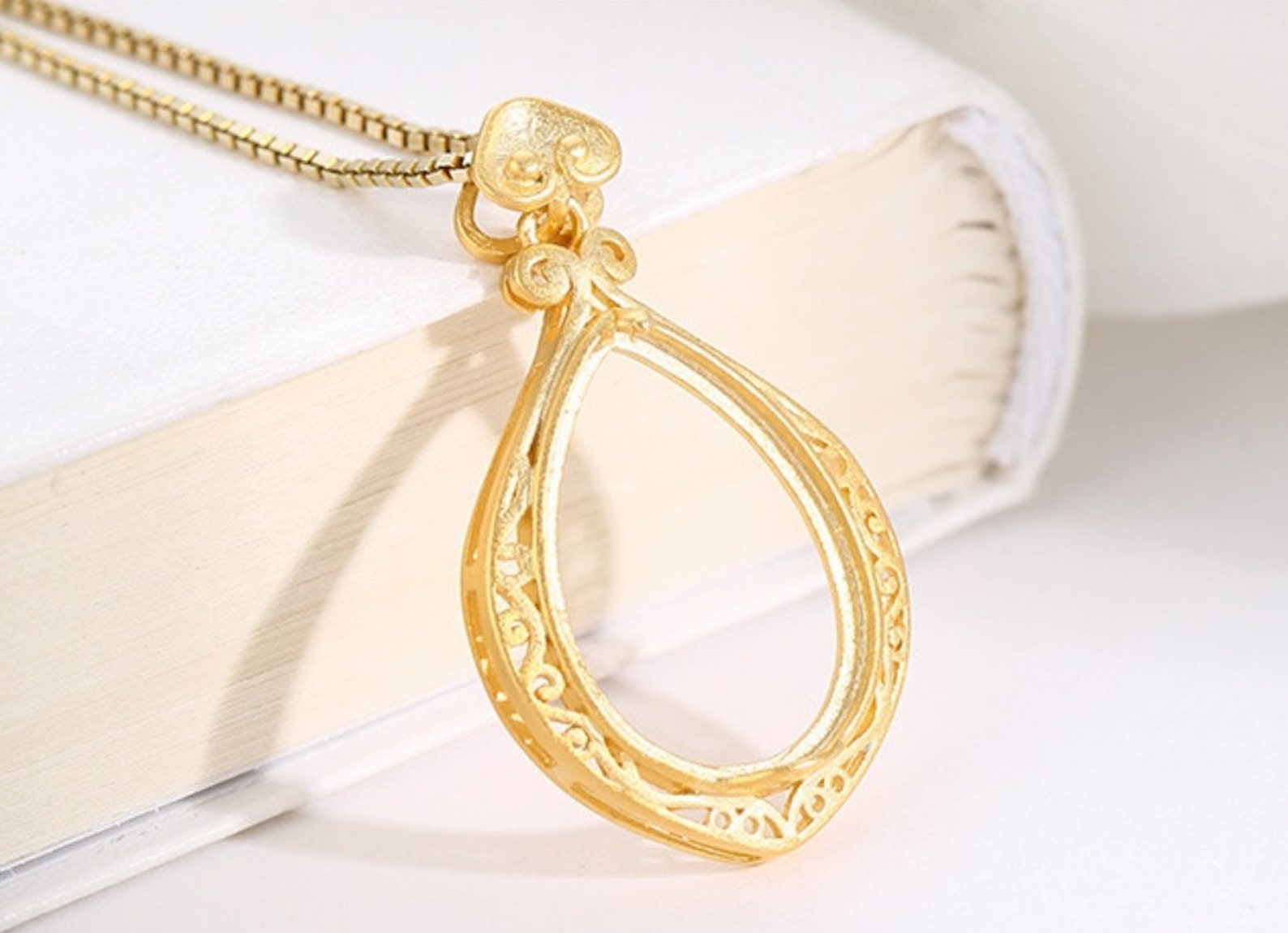 Retro Openwork Teardrop Base Pendant Setting Sterling Silver - Etsy