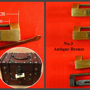 Chinese Lock Padlock Key Protector Ancient Vintage Style Antique Bronze ...