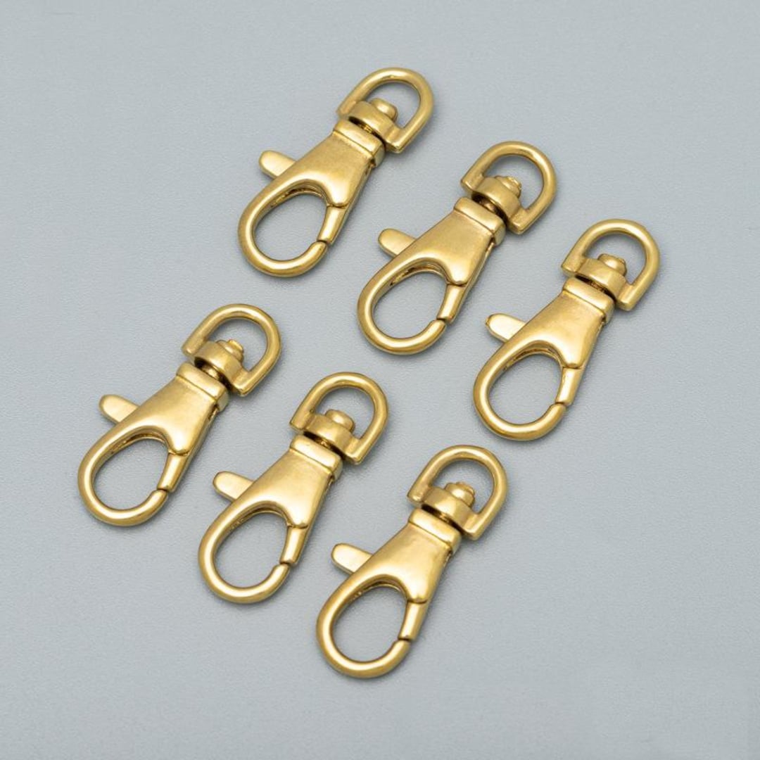Solid Brass Swivel Eye Bolt Snap Hook Lobster Clasp Clip Spring Strap Belt Buckle Dog Leash ...