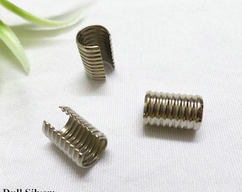 Holder Fold Over Crimp Cord Lock Clip Drawstring Round Leather Slider ...