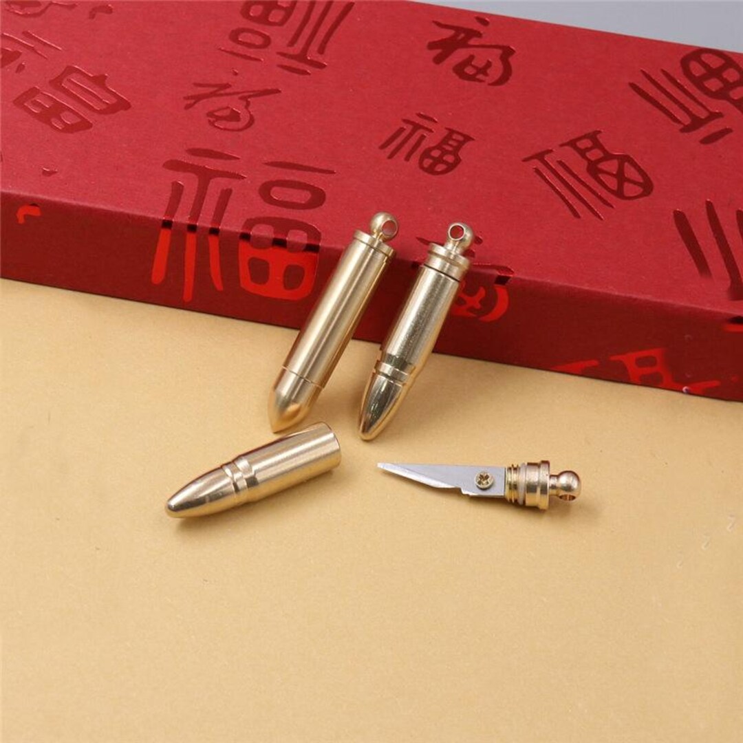 Solid Brass Bullet Portable Knife Fob Pendant Key Ring Keychain Outdoor ...