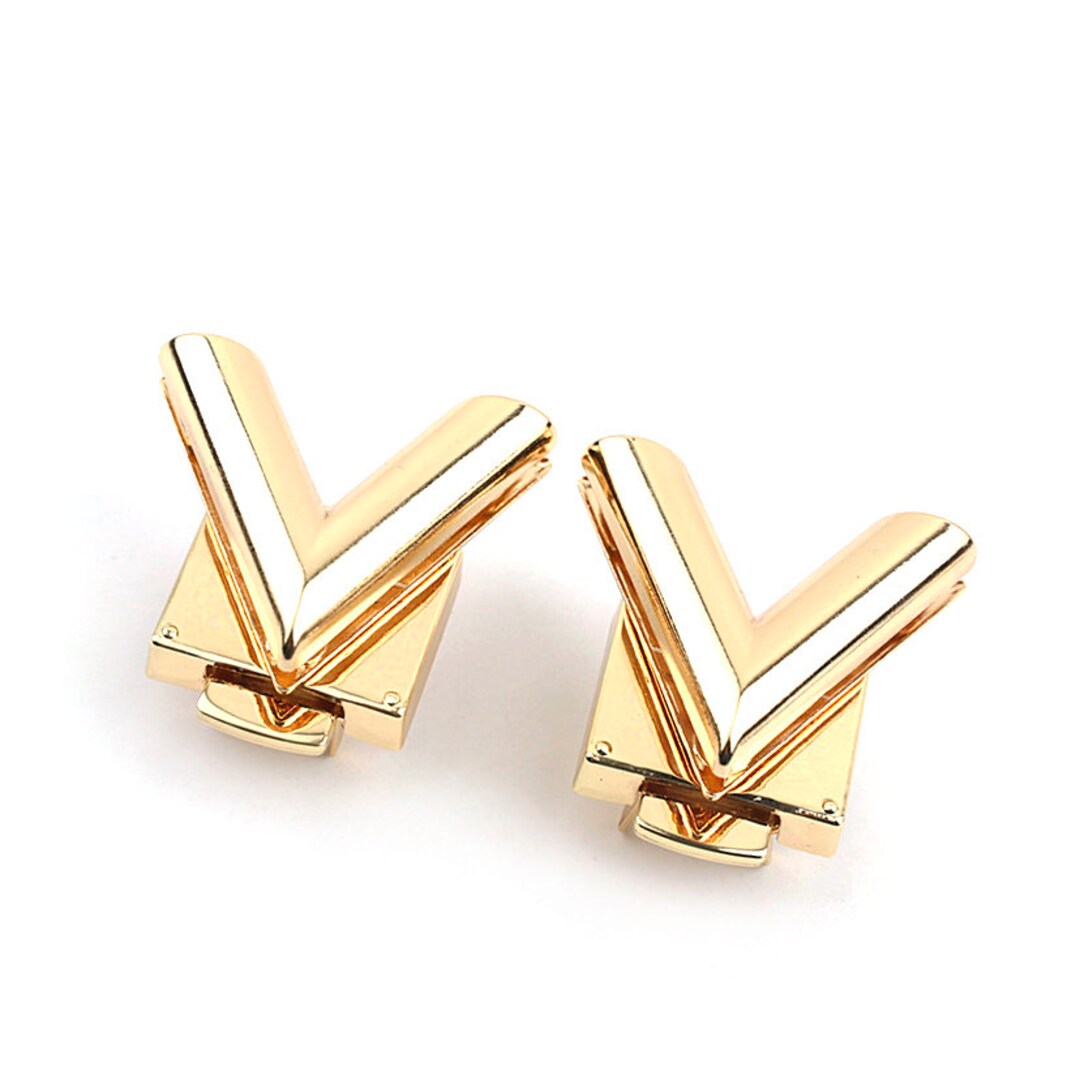 V-shape Turn Twist Lock Bag Hardware Gold 1/10 Pcs Handmade Purse ...