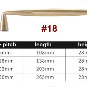 Matte Gold Solid Brass Cabinet Handles Knobs Set Modern Minimalist Scandinavian Drawer Pulls ...