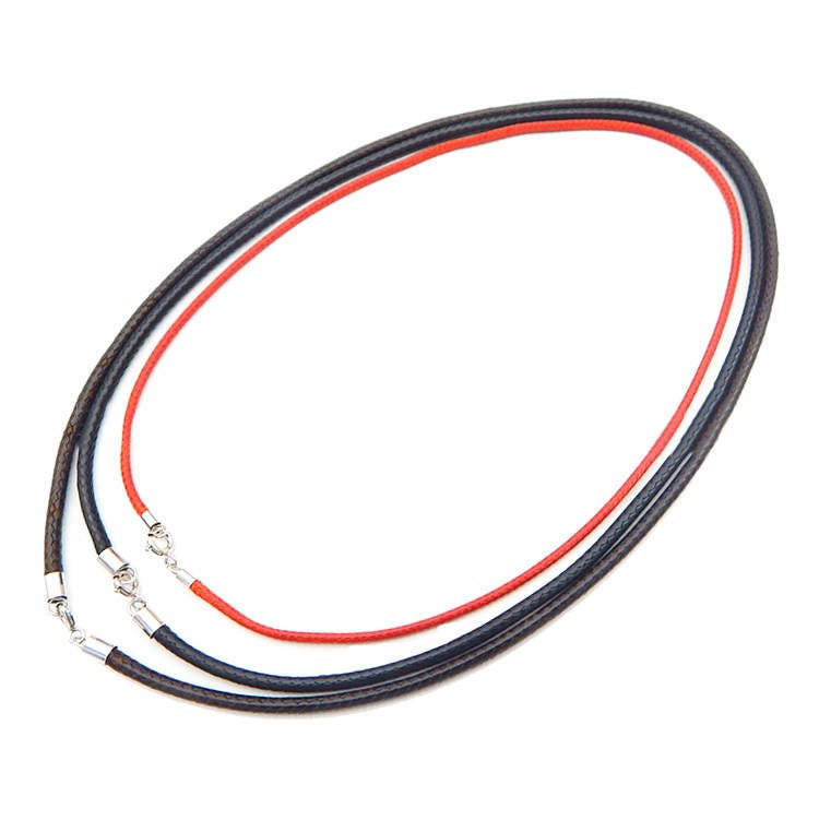 Waxed Braided Cord Rope with Sterling Silver End Cap Spring | Etsy