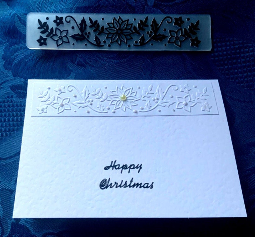 Border Embossing Folder Background Christmas Poinsettia - Etsy UK
