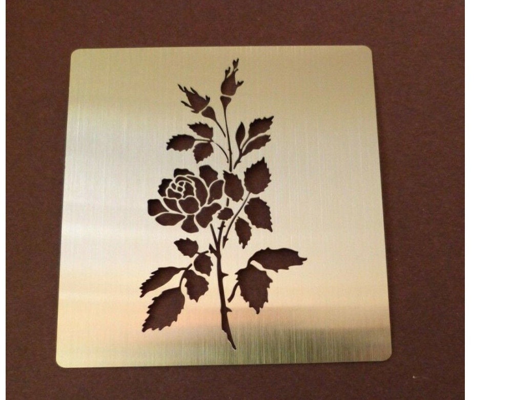 Medium Size Steel Stencil Oblong Floral Rose Upright Pyrography Emboss - Etsy