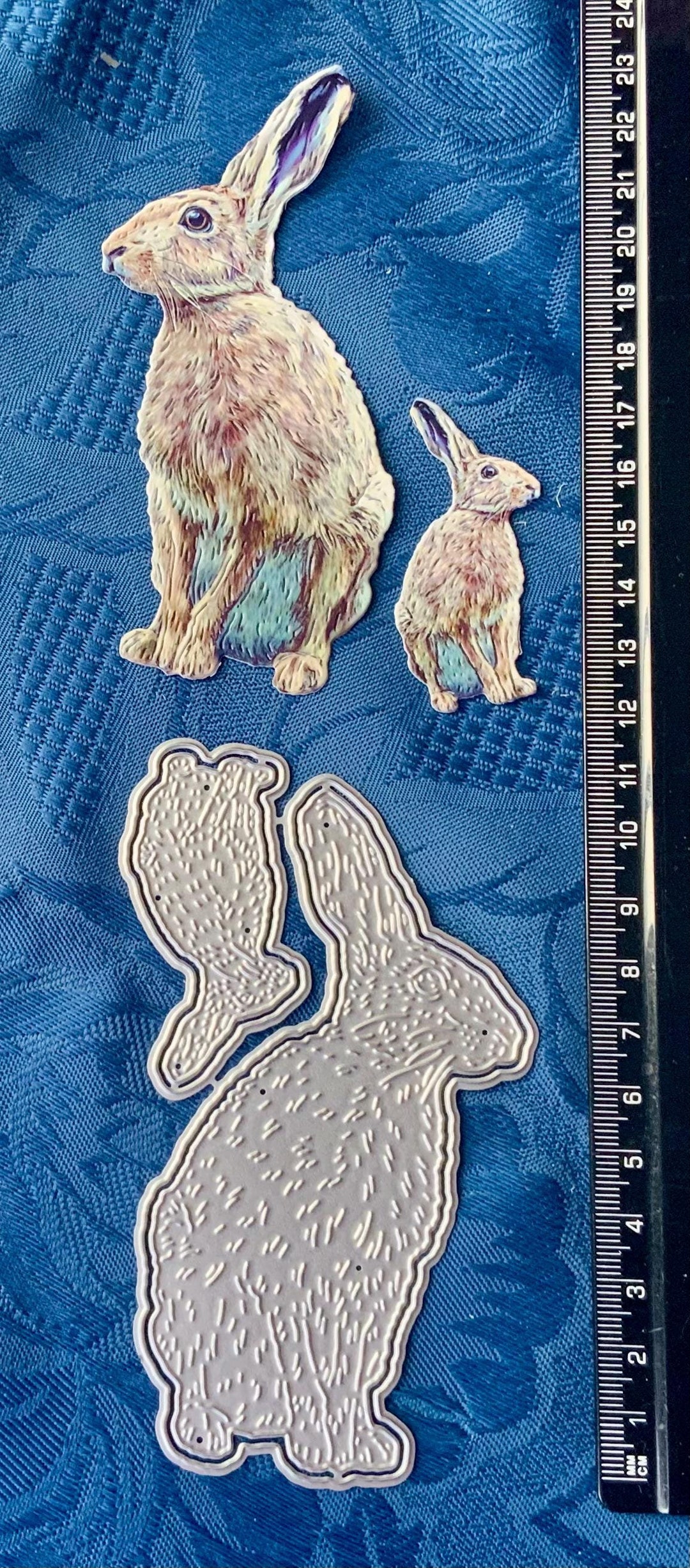Hare Rabbit Cutting Die Set. Set of 2 With Printed Image. Easter Topper ...
