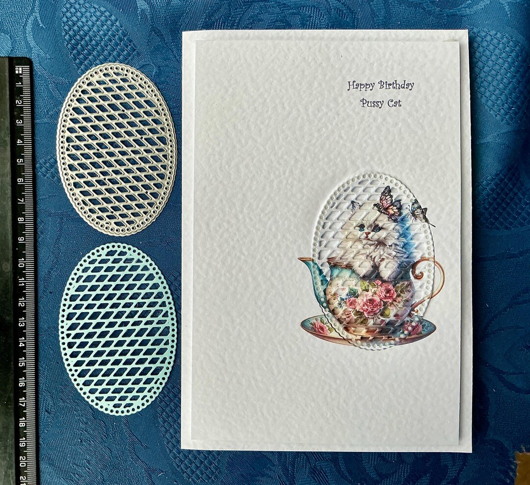 Oval Lace Effect Slatted Lattice Cutting Die. Ideal for Eclipse Cards ...