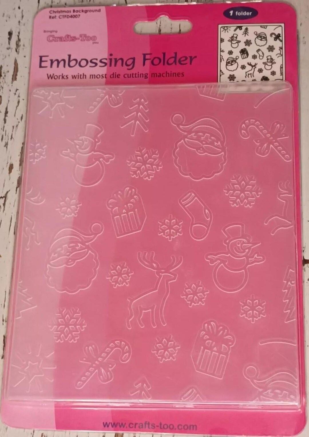 Crafts Too Embossing Folder CTFD4007 Christmas Background Santa ...
