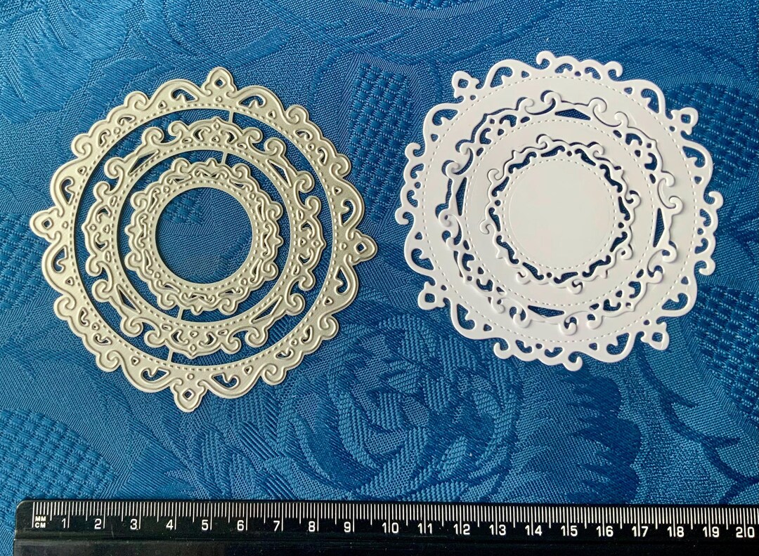 Circle Nesting Die Set of 3/scalloped/lace Effect - Etsy