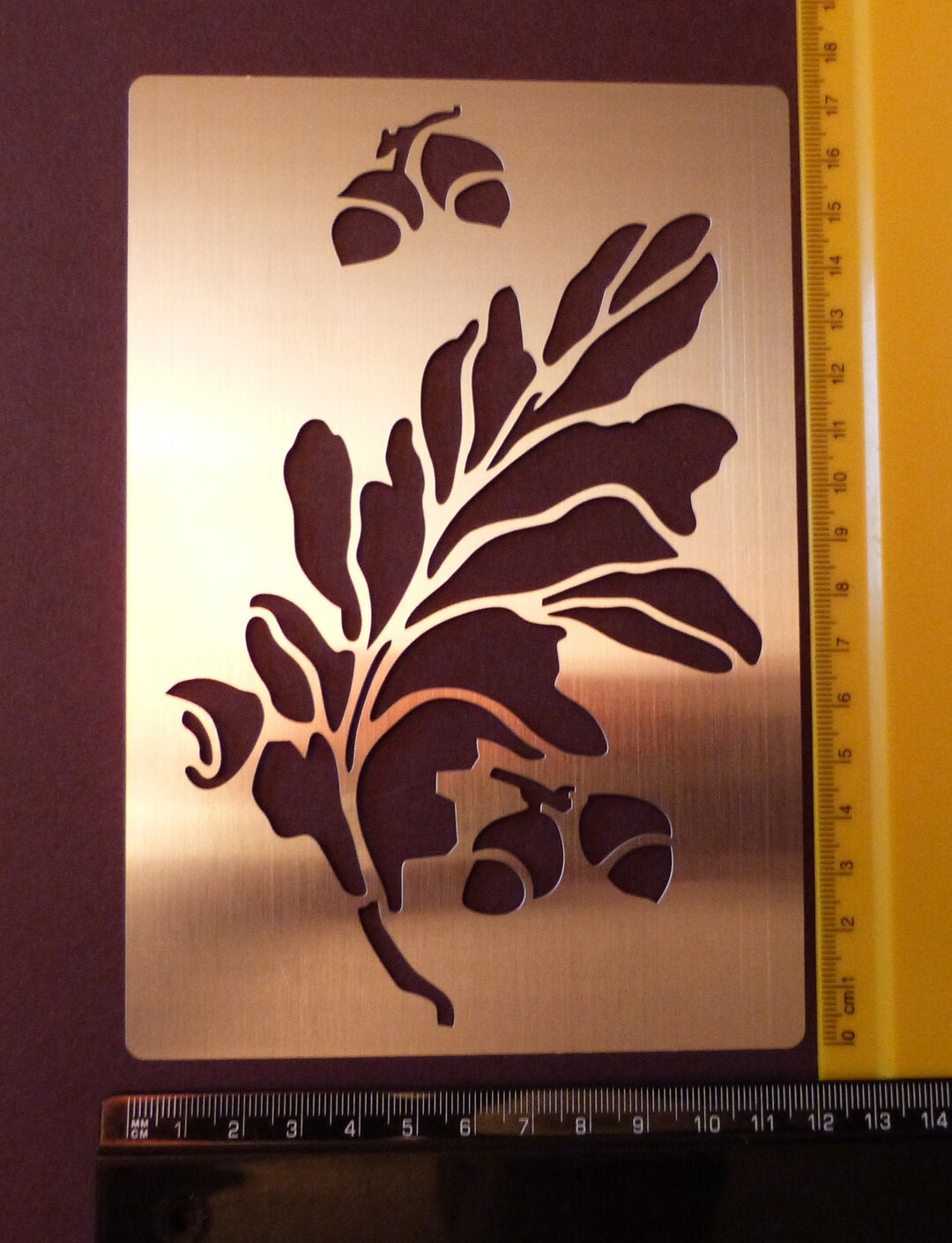 Large Stainless Steel Stencil Oblong Oak Leaf Acorn - Emboss Pyrography ...