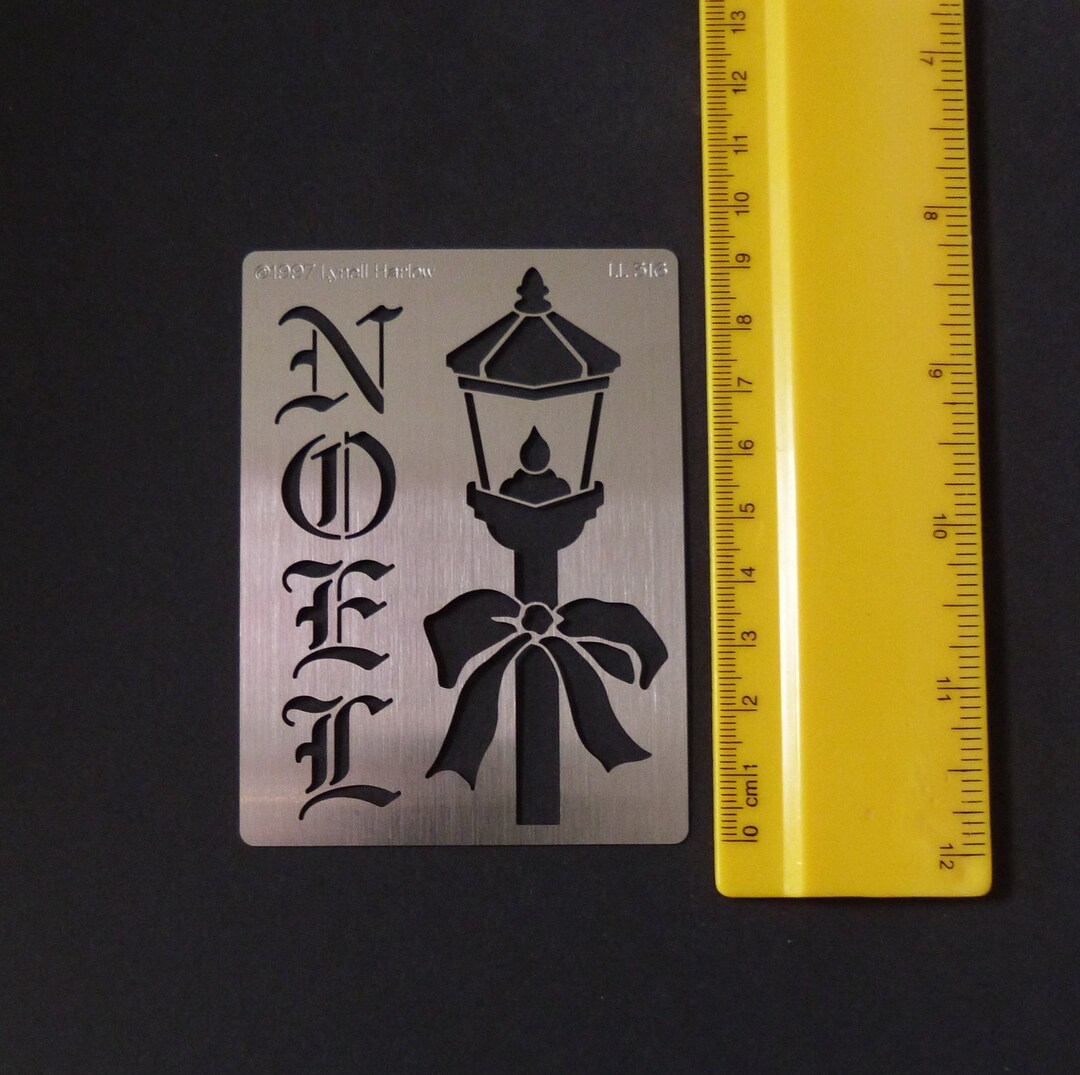 Stainless Steel Stencil Oblong Noel Lamp-post Candle Emboss Christmas ...