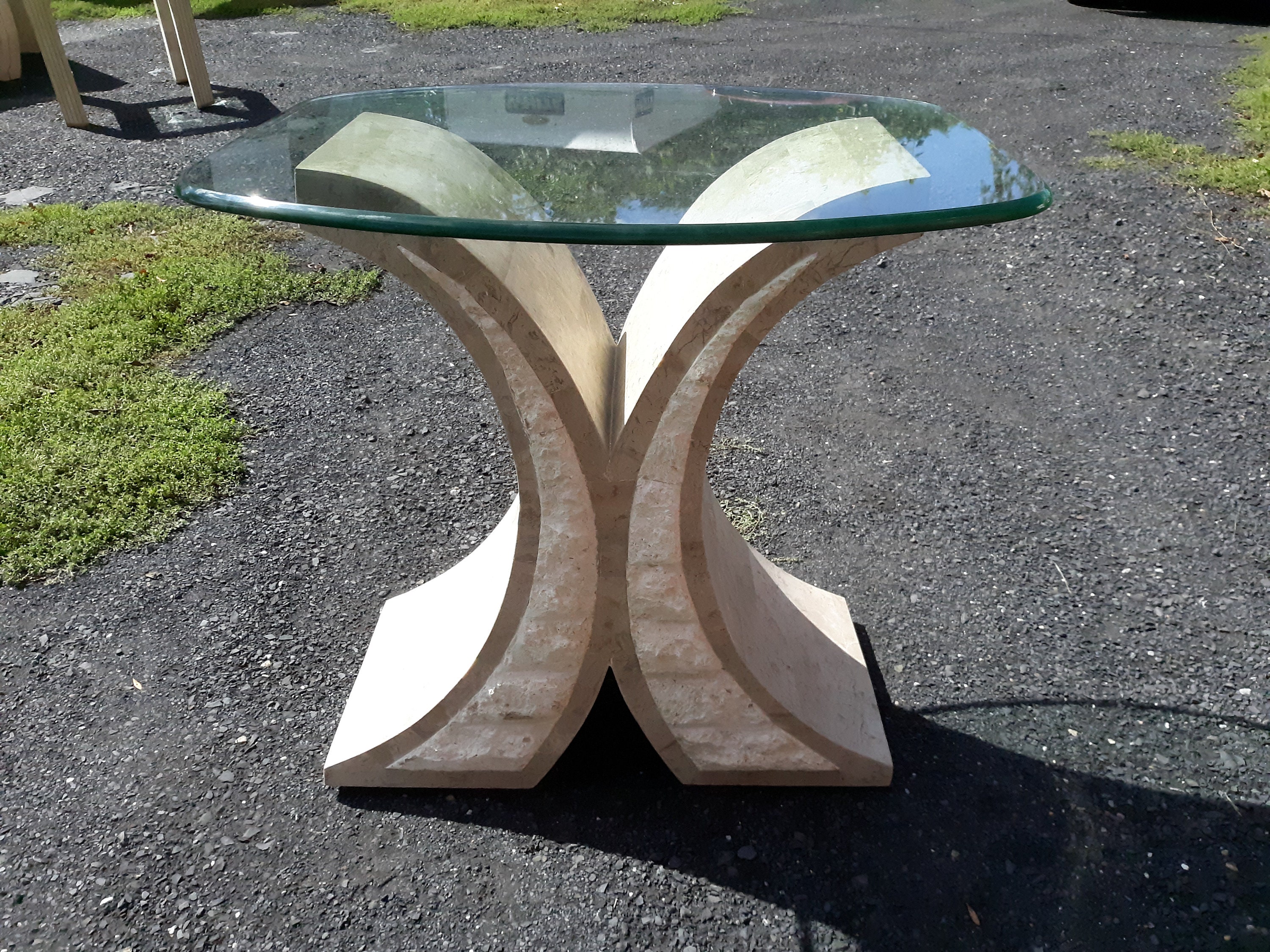 Vintagephilippines Travertine and Stone Accentend Table - Etsy