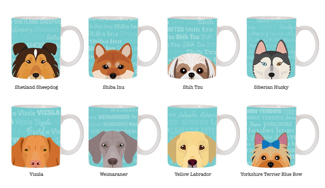 Adorable Dog Breed Design Ceramic Coffee Mug 11oz White - Etsy