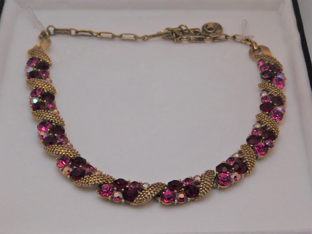 Vintage Lisner Ruby Pink Rhinestone Necklace - Etsy