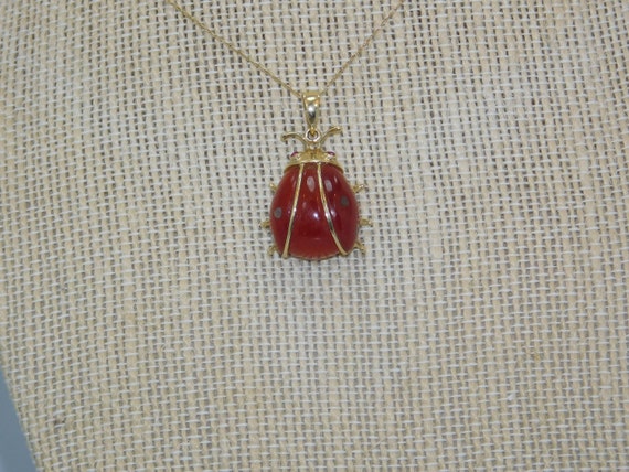 14K gold Lady Bug on a 10K gold Chain - Gem