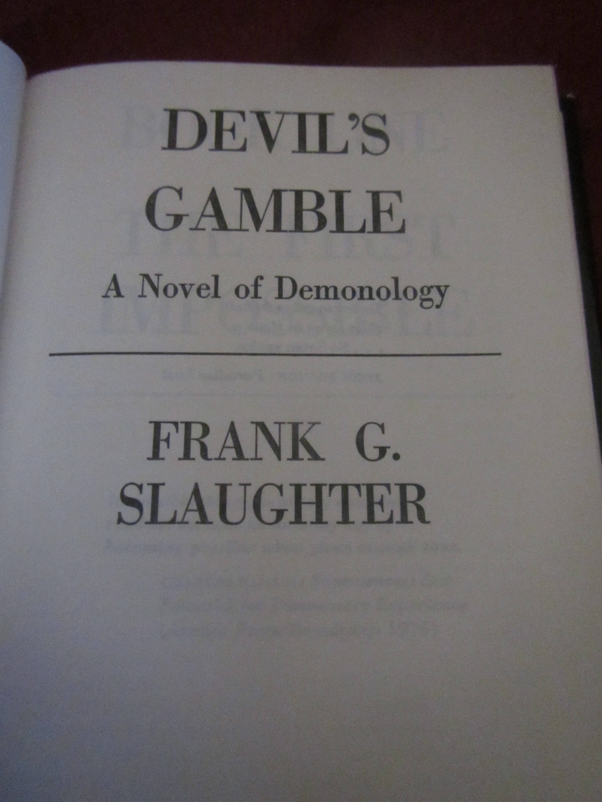 1977 Devils Gamble Frank G Slaughter sj - Etsy España