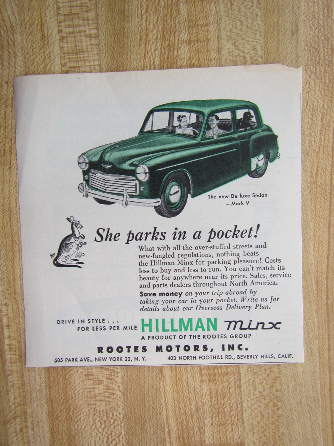 2 Vintage 1952 HILLMAN MINX - ROOTES Motors Inc. Magazine Ad : With ...