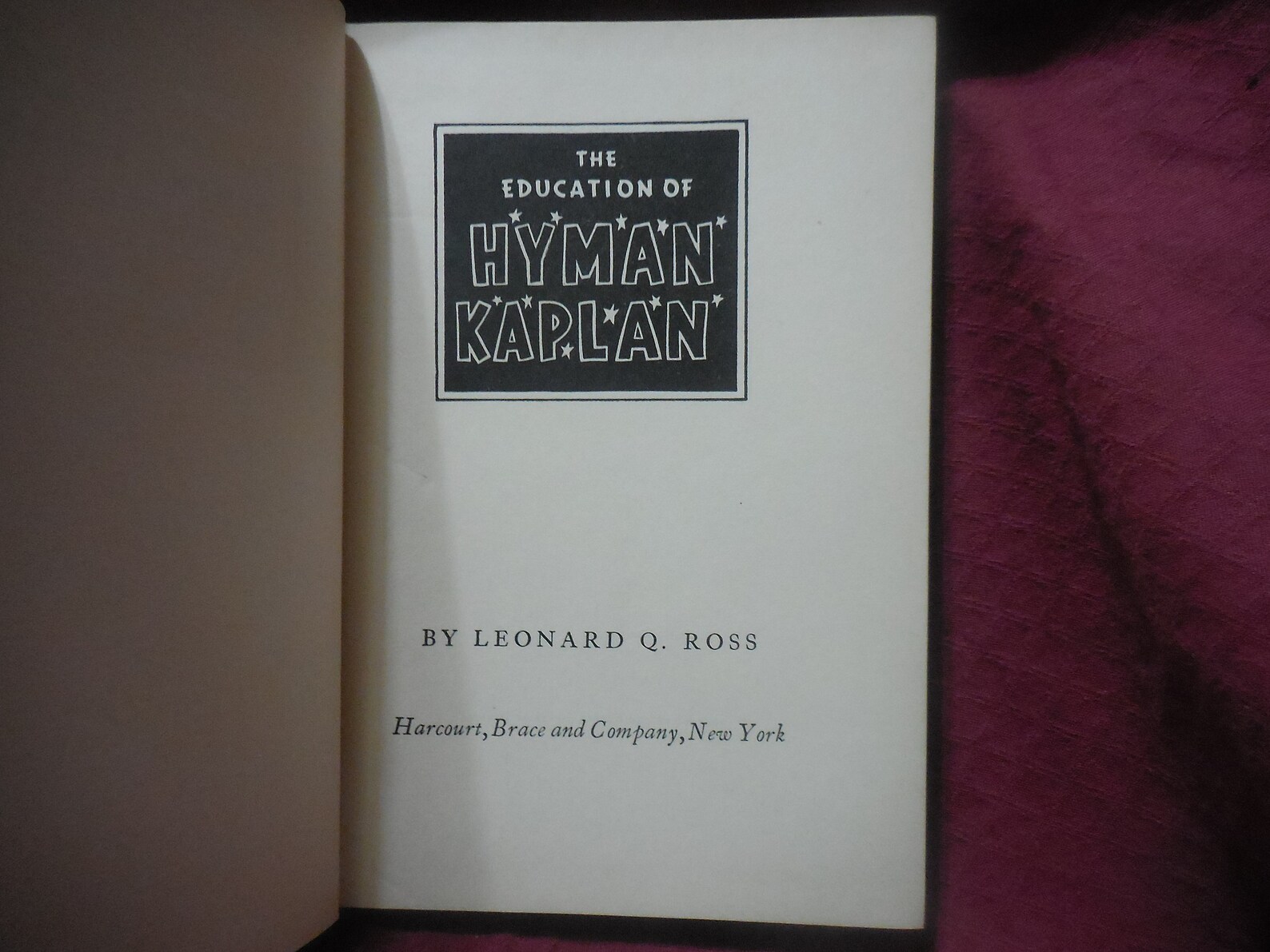 1937** the Education of Hyman Kaplan ** Leonard Q Ross** Sj - Etsy