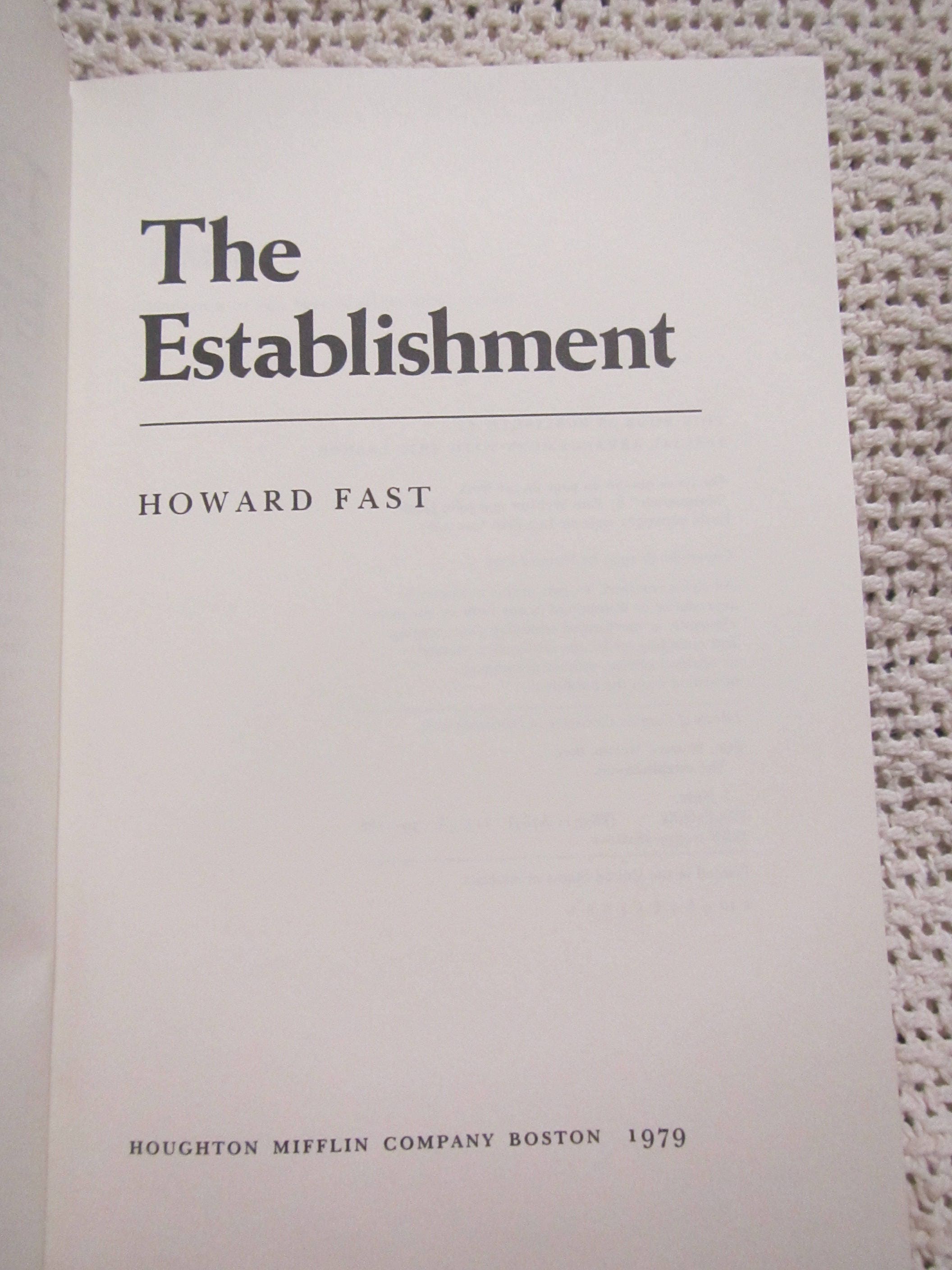 1979 the Establishment Howard Fast Sj - Etsy Ireland