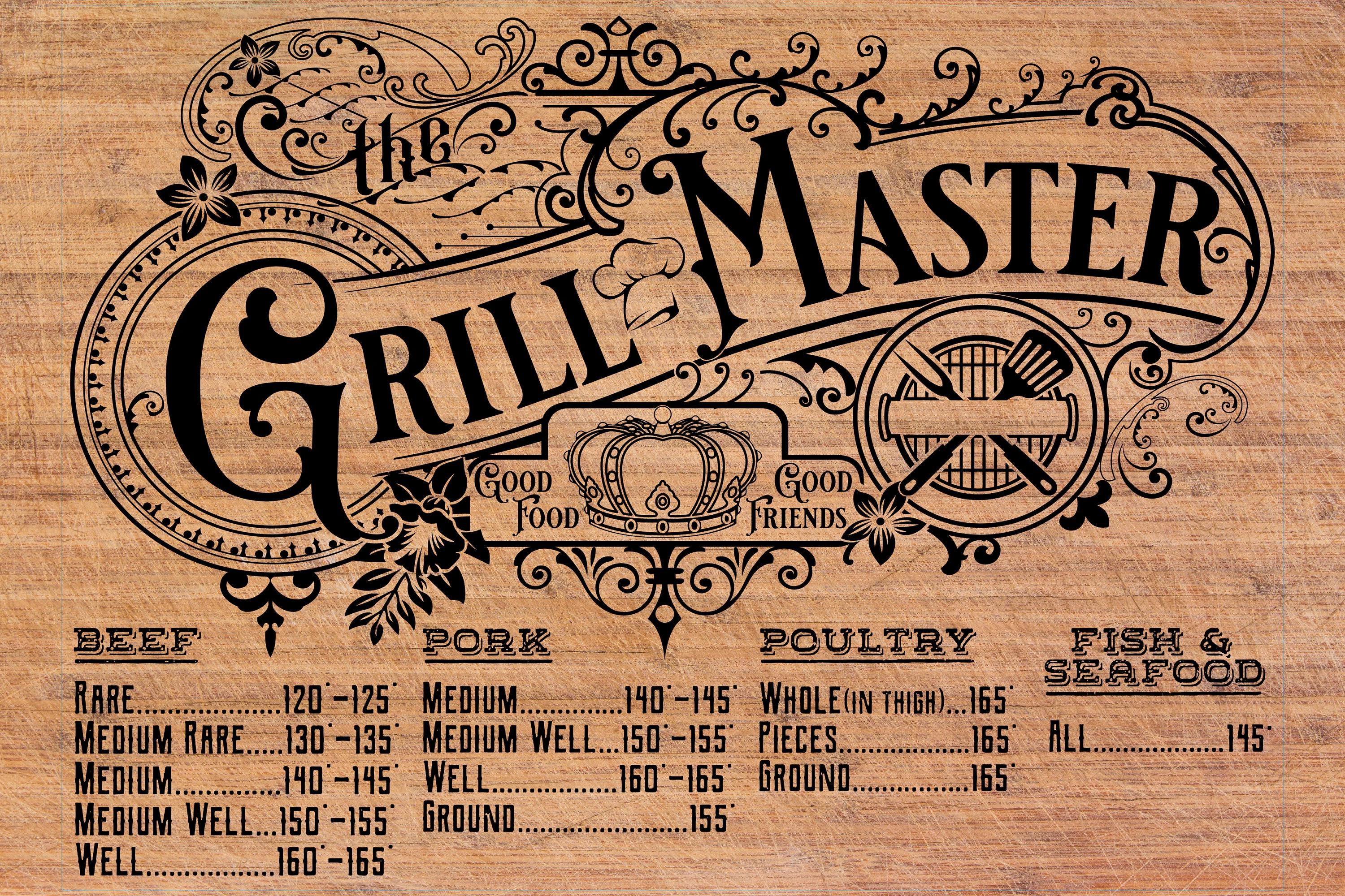 Fancy Grill Master Design W/ Temps and Fonts for Personalization - Etsy