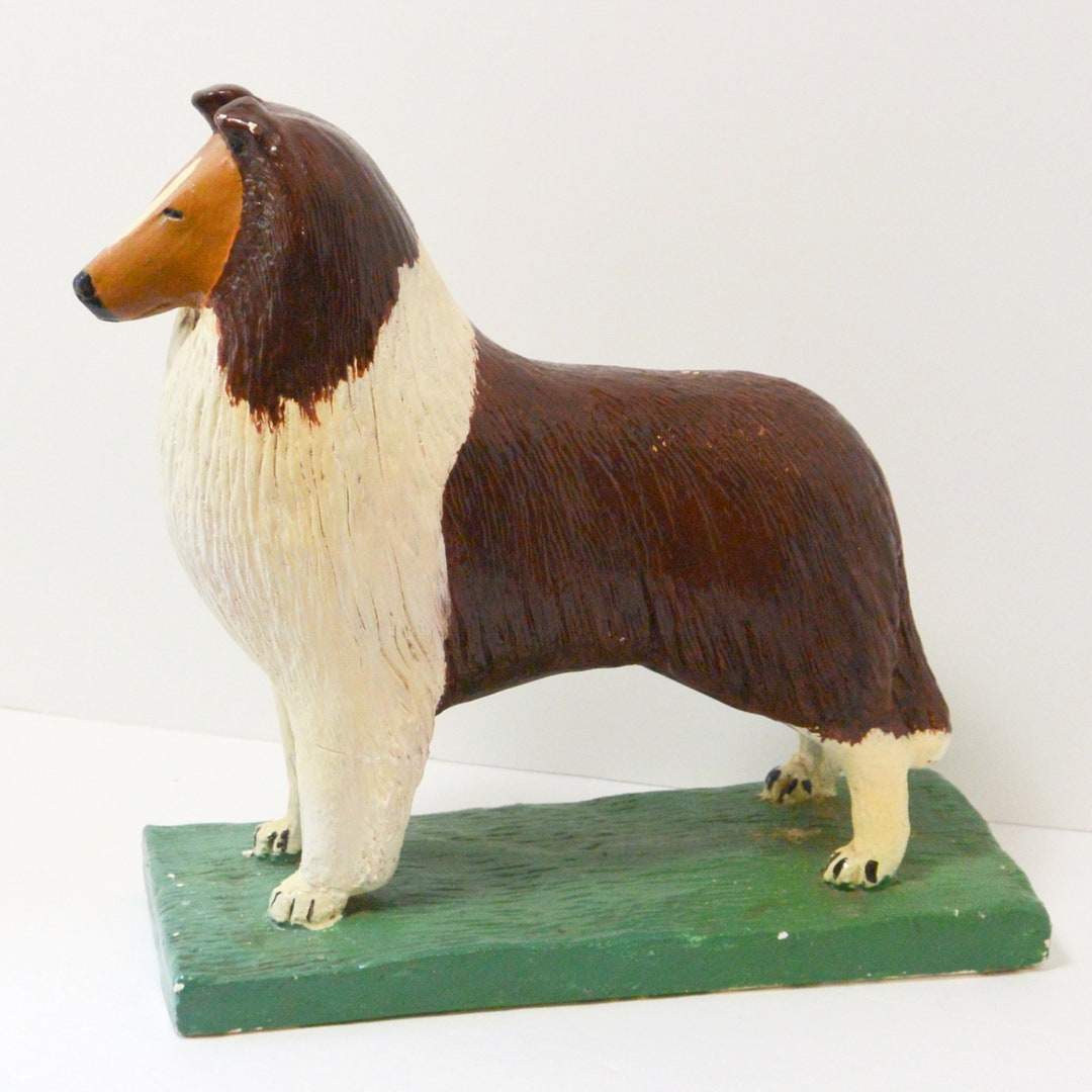 Large Vintage Folk Art Collie Figurine Vintage Dog Collie - Etsy