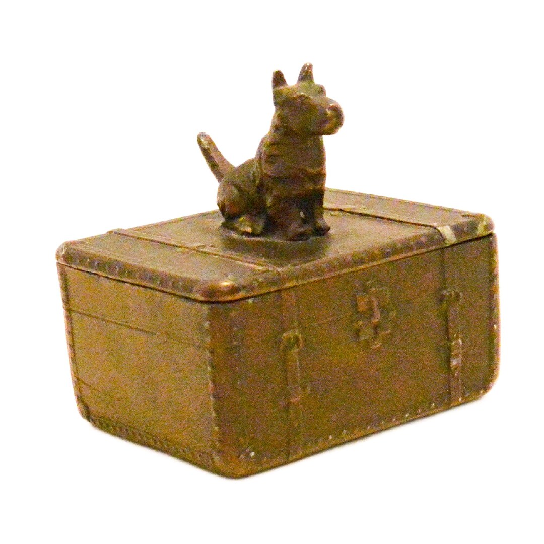 Art Deco NUART Trinket Box With Scottie Lid, Bronze Dog Box ...