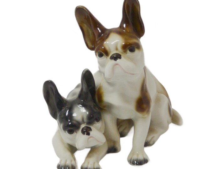 Vintage Porcelain French Bulldogs, Royal Vienna French Bulldog Figurine ...