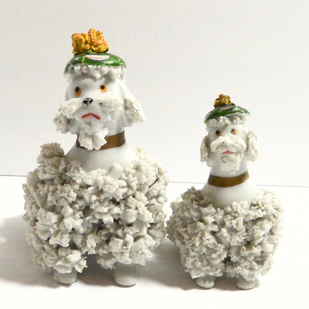 Spaghetti Poodles, White Spaghetti Poodle Pair, Vintage Porcelain ...