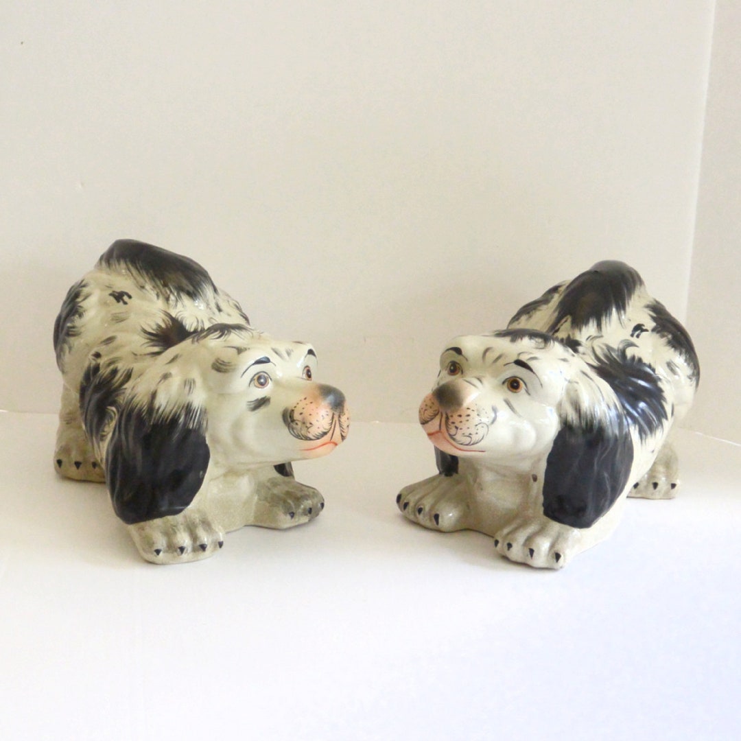 Large Staffordshire Spaniel Dogs, Crouching Staffordshire Spaniels ...