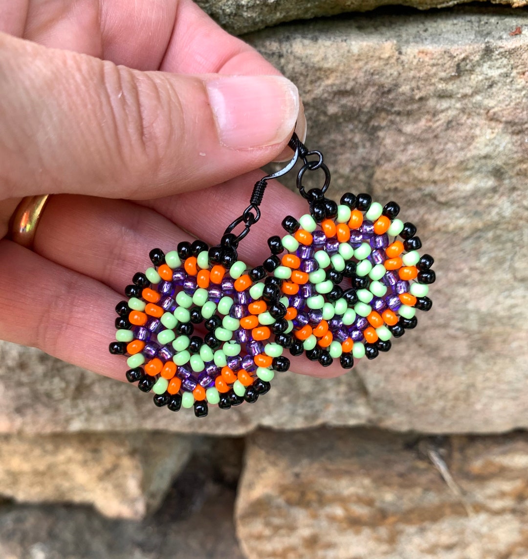 Halloween Witch Beaded Dangle Earrings - Spooky Season Witchy Costume ...