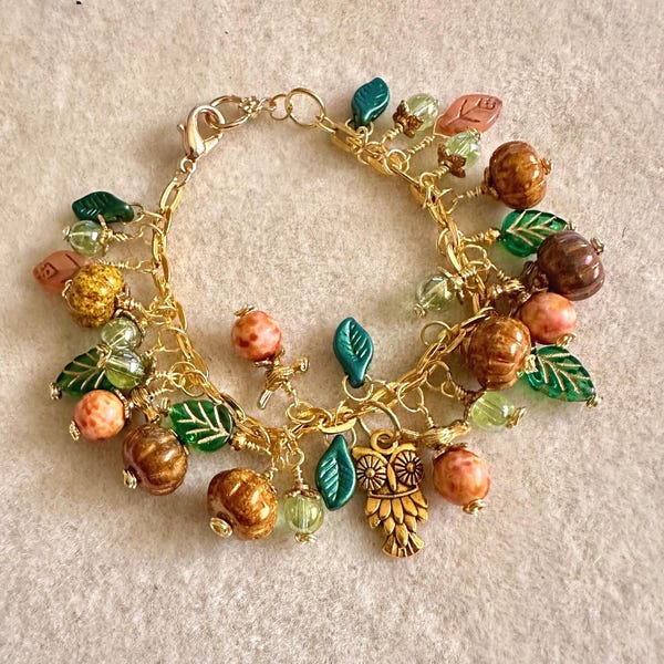 Leaf Charm Bracelet - Etsy