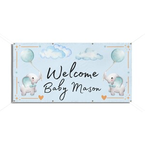 Welcome Baby Boy Shower Vinyl Bannersbaby Showerboy Baby Showerbaby Boy ...