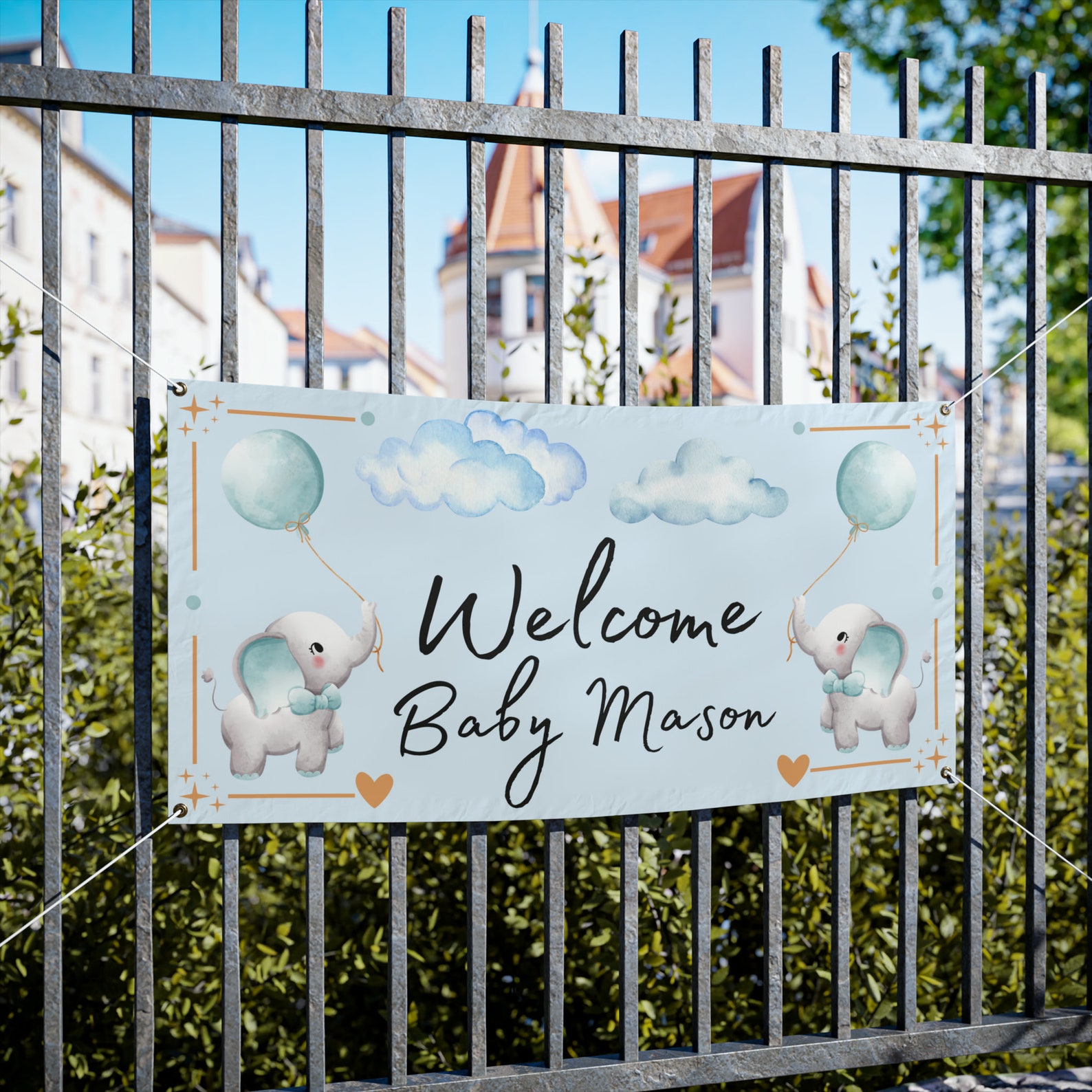 Welcome Baby Boy Shower Vinyl Bannersbaby Showerboy Baby Showerbaby Boy ...