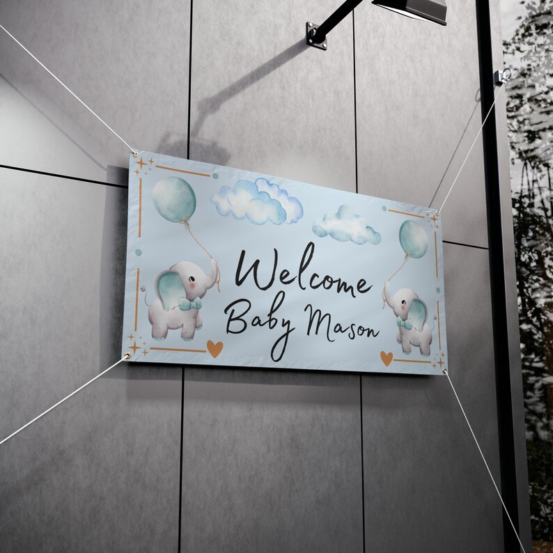 Welcome Baby Boy Shower Vinyl Bannersbaby Showerboy Baby Showerbaby Boy ...