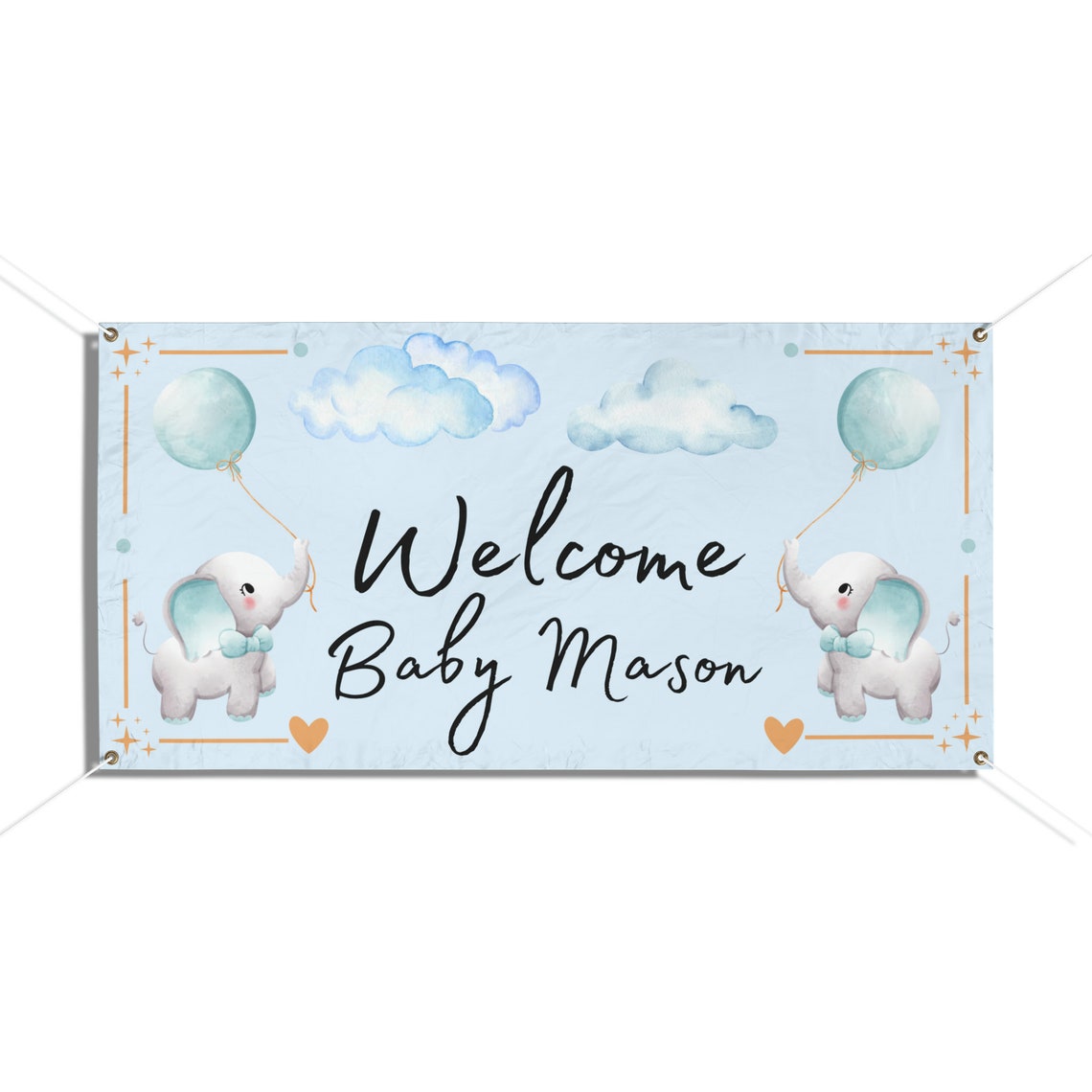 Welcome Baby Boy Shower Vinyl Bannersbaby Showerboy Baby Showerbaby Boy ...