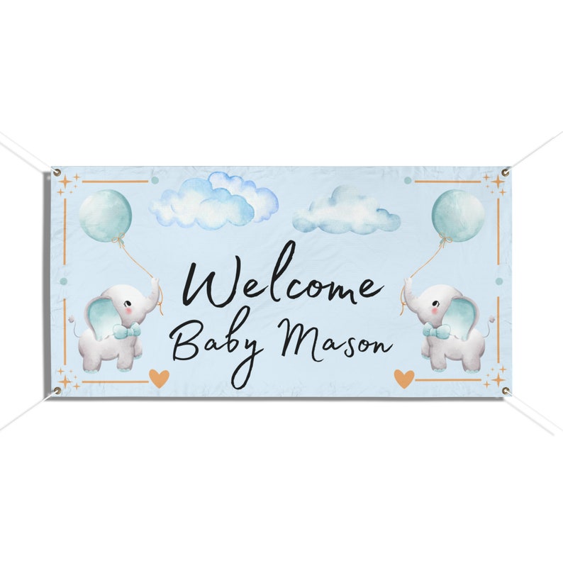 Welcome Baby Boy Shower Vinyl Bannersbaby Showerboy Baby Showerbaby Boy ...