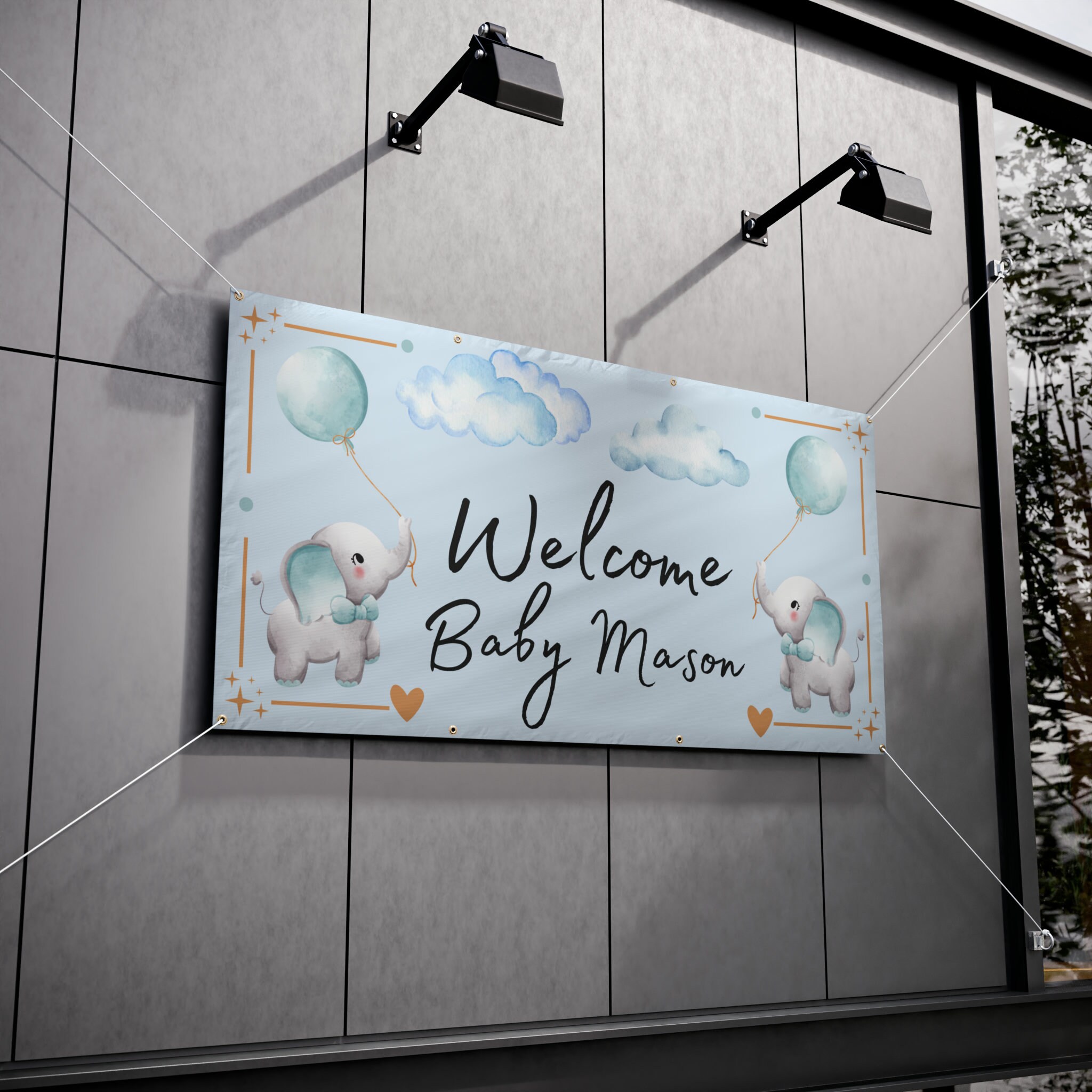 Welcome Baby Boy Shower Vinyl Bannersbaby Showerboy Baby Showerbaby Boy ...