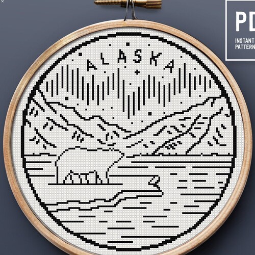 Alaska Cross Stitch Pattern Easy Embroidery Design Landscape - Etsy