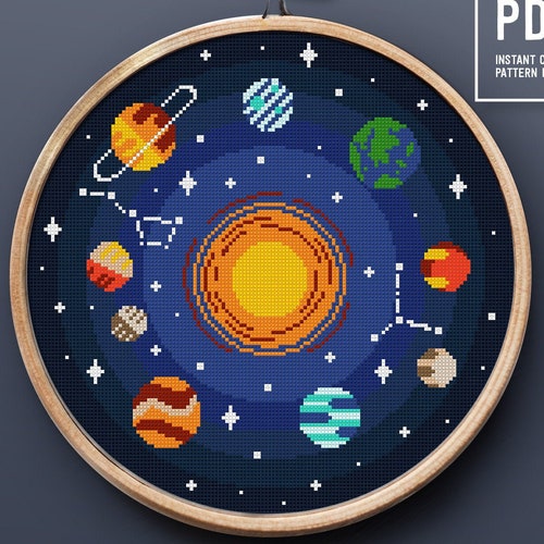 The Solar System With Labels Cross Stitch Pattern PDF - Etsy