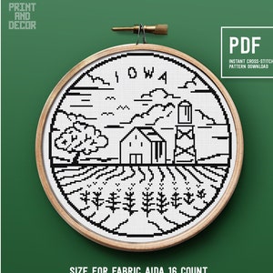 IOWA Cross Stitch Pattern, United States Landscape Counted Cross Stitch ...