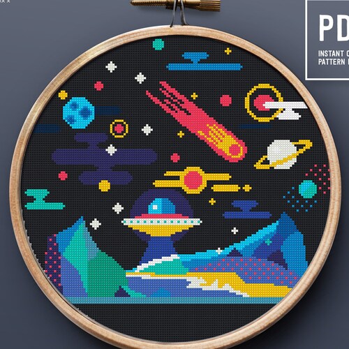 Solar System Modern Cross Stitch Pattern Universe Stars - Etsy