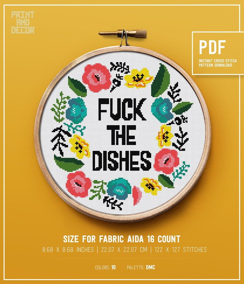 Subversive Cross Stitch Pattern Funny Cross Stitch Flower - Etsy