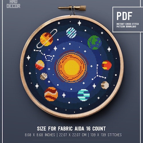 Solar System Modern Cross Stitch Pattern Universe Stars - Etsy