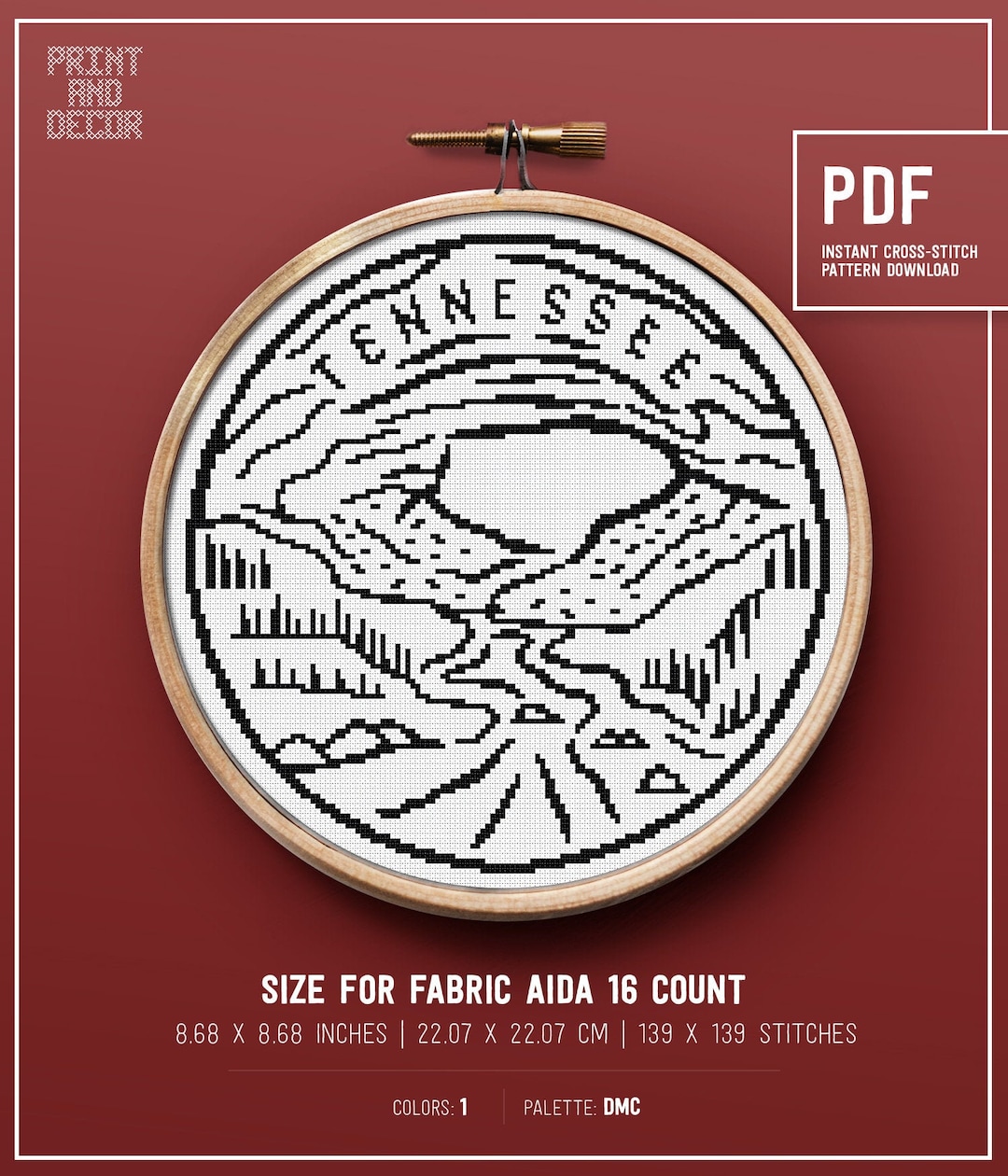 Tennessee Cross Stitch Pattern, Easy Counted Cross Stitch Pattern ...