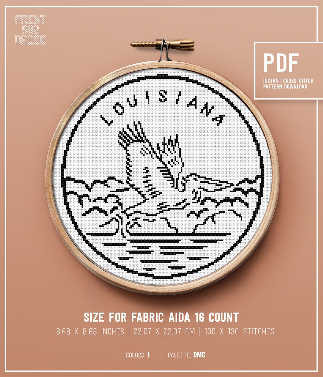 Louisiana State Cross Stitch Pattern, Easy Counted Cross Stitch Design ...