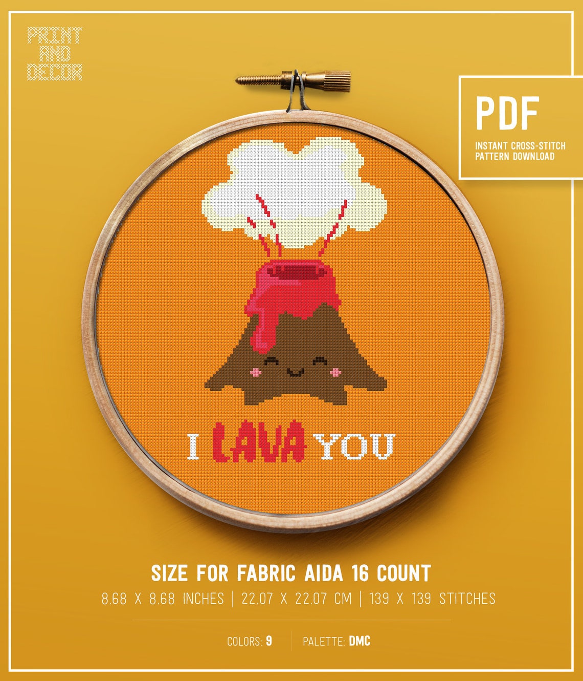 Funny Modern Cross Stitch Pattern I Lava You Easy Counted - Etsy