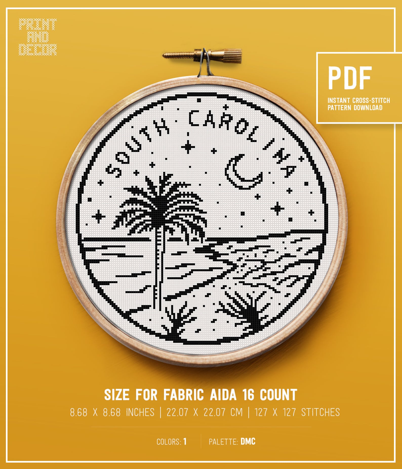 South Carolina Cross Stitch Pattern, Easy Counted Cross Stitch Chart ...