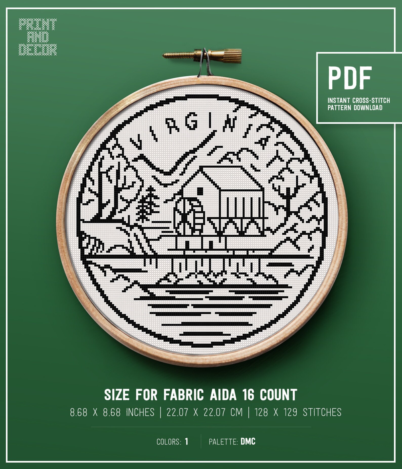 Virginia State Cross Stitch Pattern Easy Cross Stitch Chart - Etsy